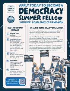 Democracy Summer Internship Application Now Open - Adam Smith for Congress